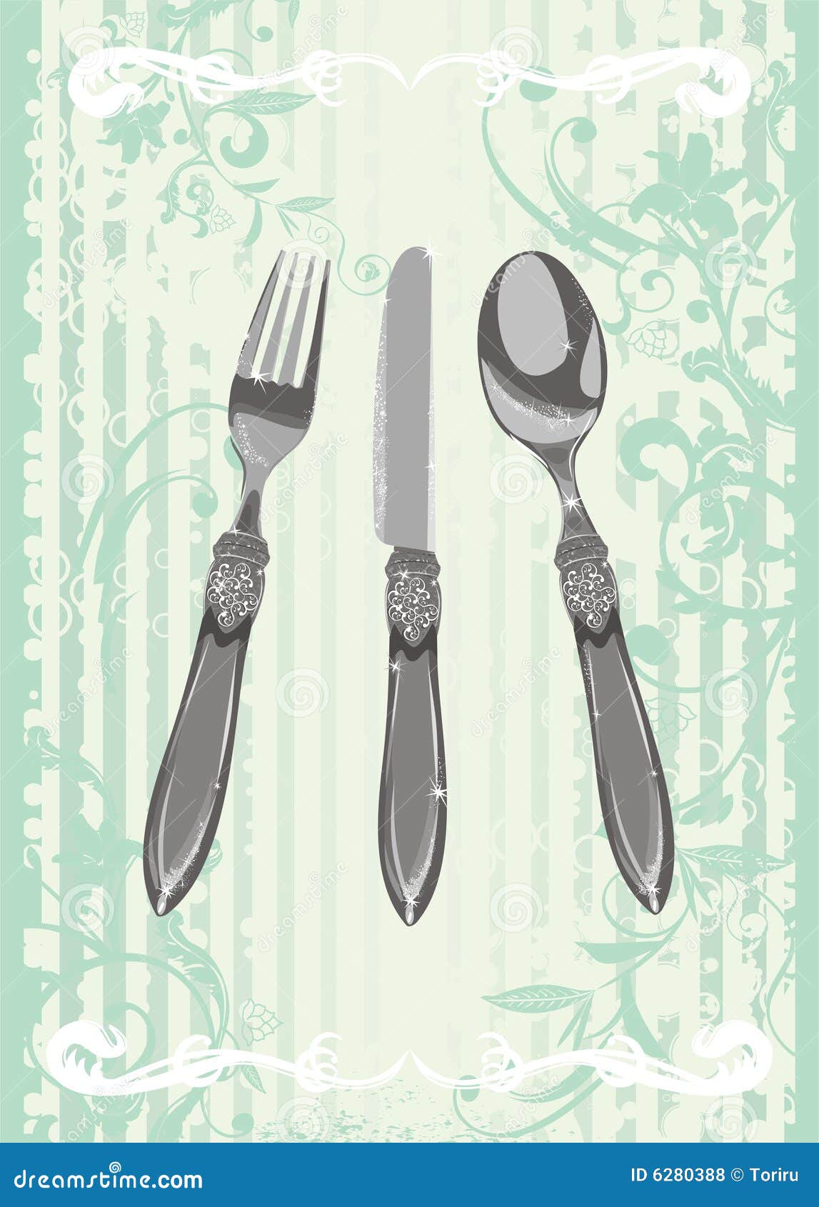 Silverware stock vector. Illustration of retro, spoon - 6280388
