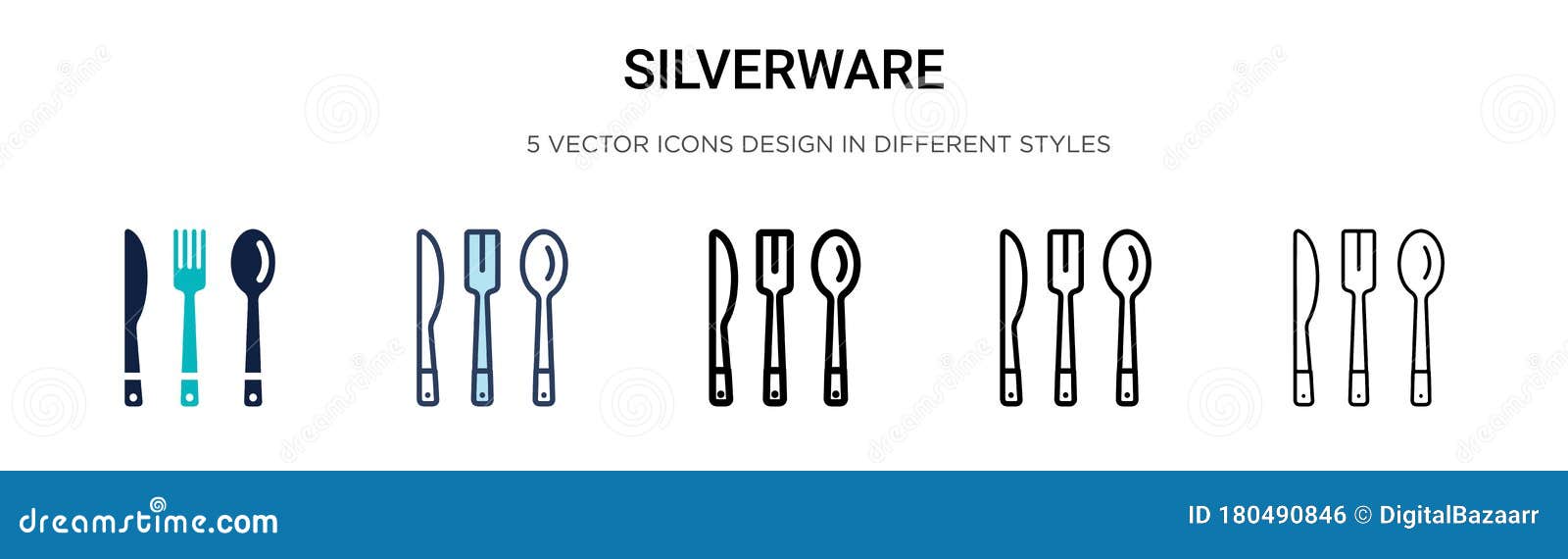 Silverware Icon in Filled, Thin Line, Outline and Stroke Style. Vector ...