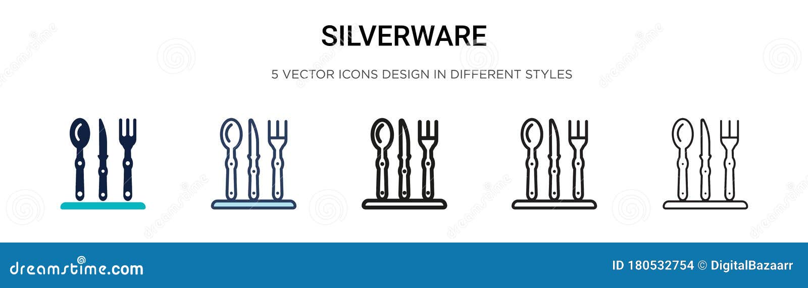 Silverware Icon in Filled, Thin Line, Outline and Stroke Style. Vector ...
