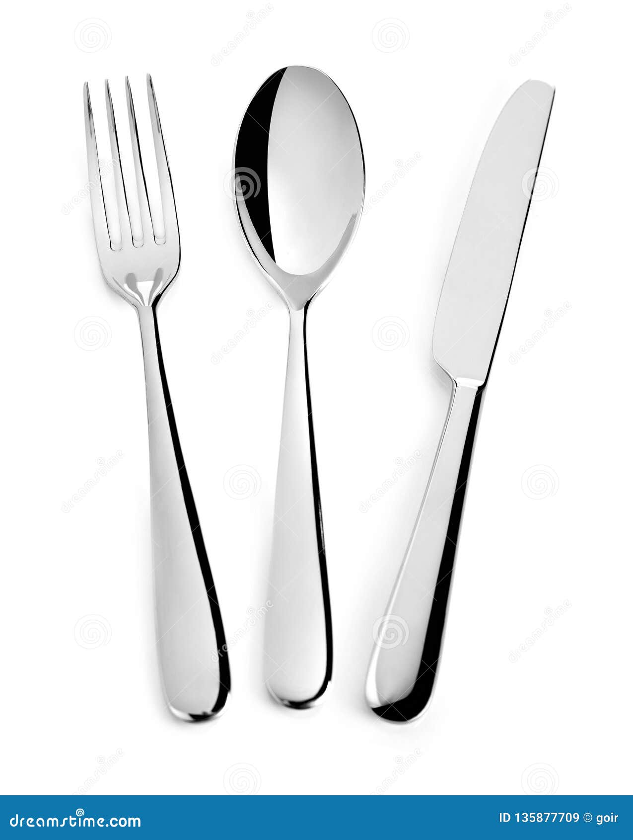 Silverware on white stock image. Image of crockery, clipping - 135877709