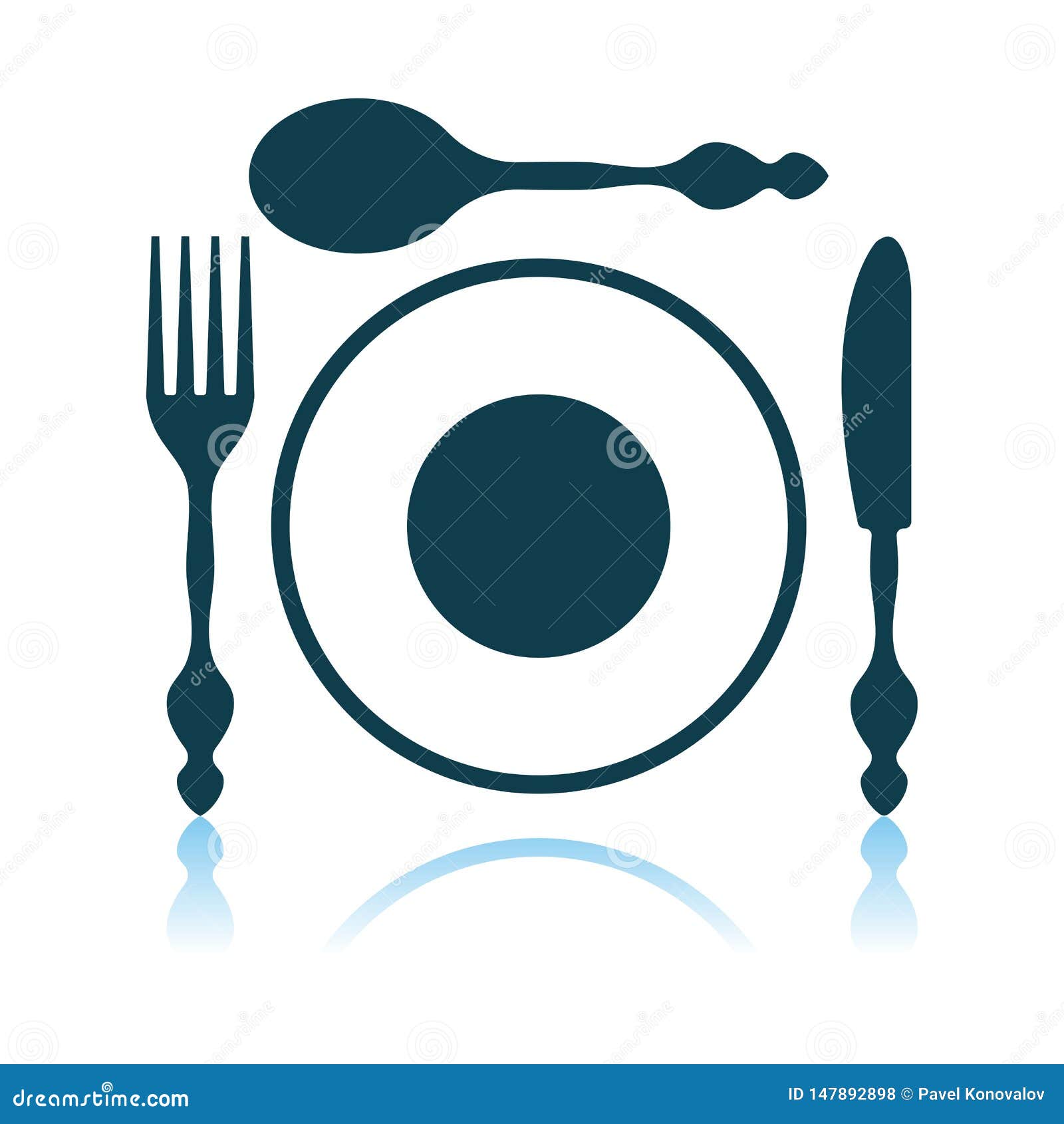 Silverware and Plate Icon stock vector. Illustration of blue - 147892898