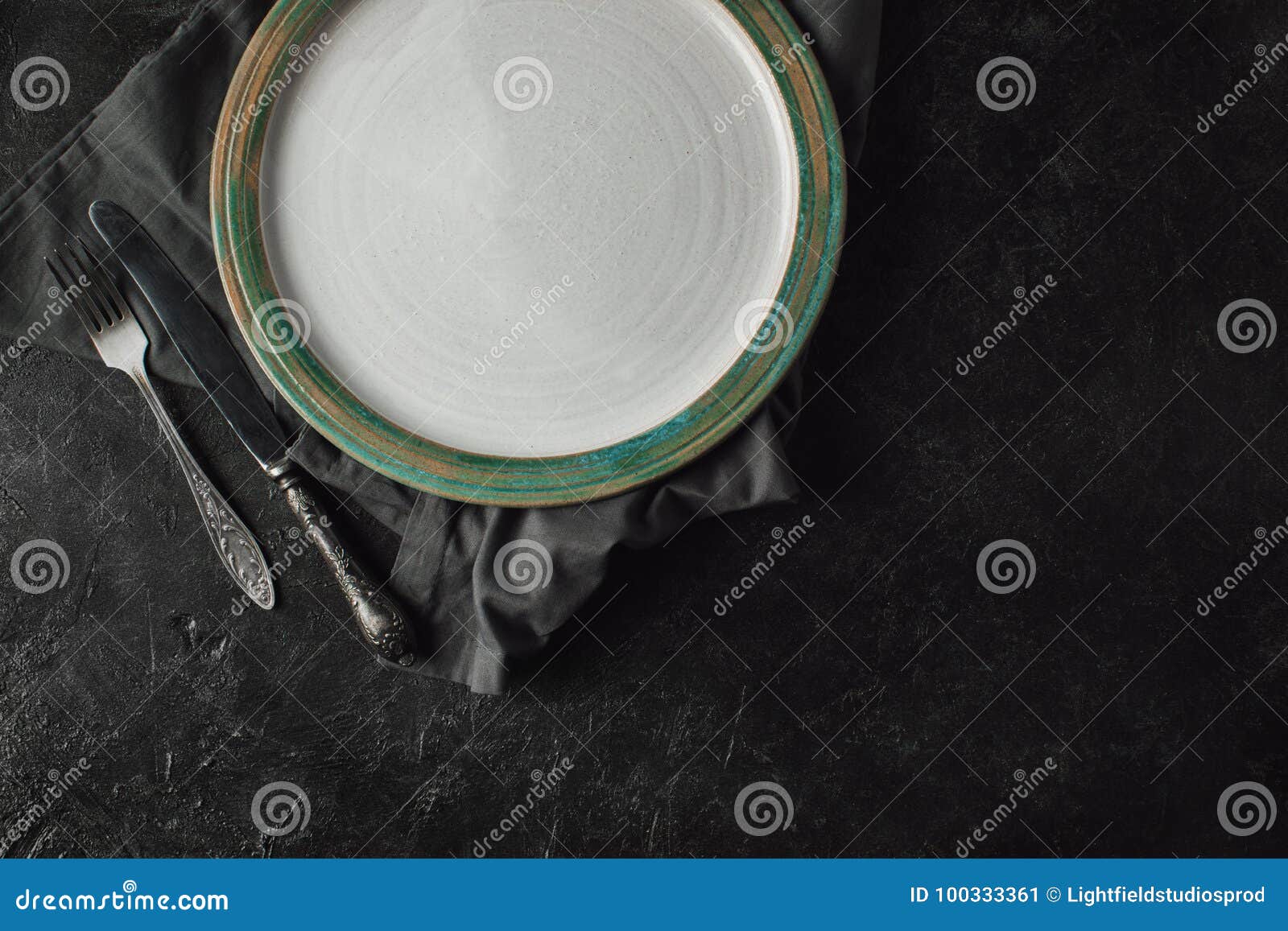 Silverware and Plate on Linen Stock Image - Image of tableware, objects ...