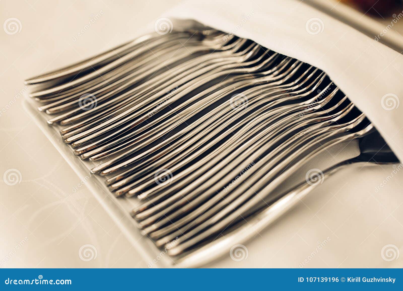 Silverware Ready To Use Close Up Stock Photo - Image of crossing, metal ...
