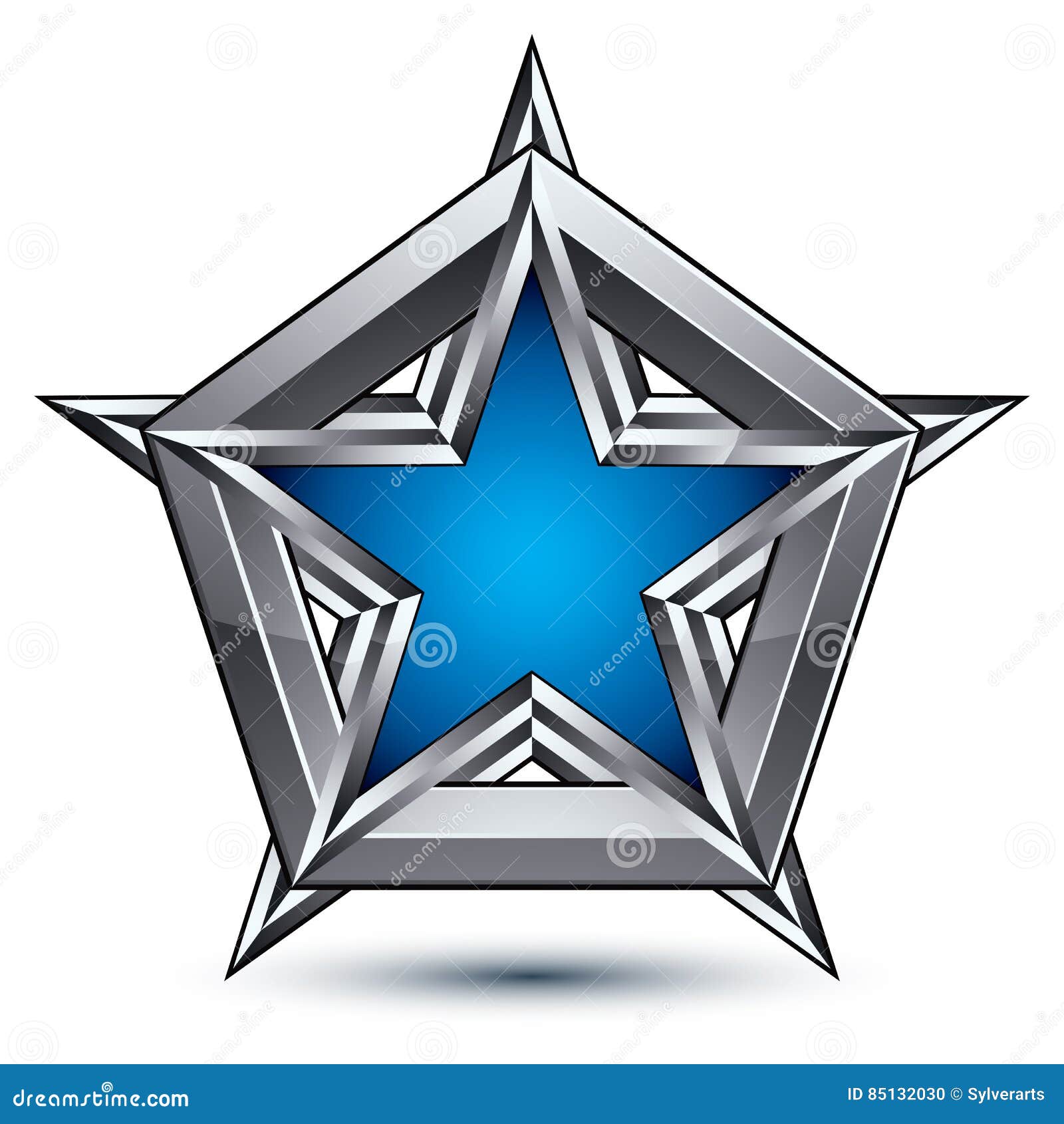 Silvery Blazon with Pentagonal Blue Star, Can Be Used in Web and Stock ...