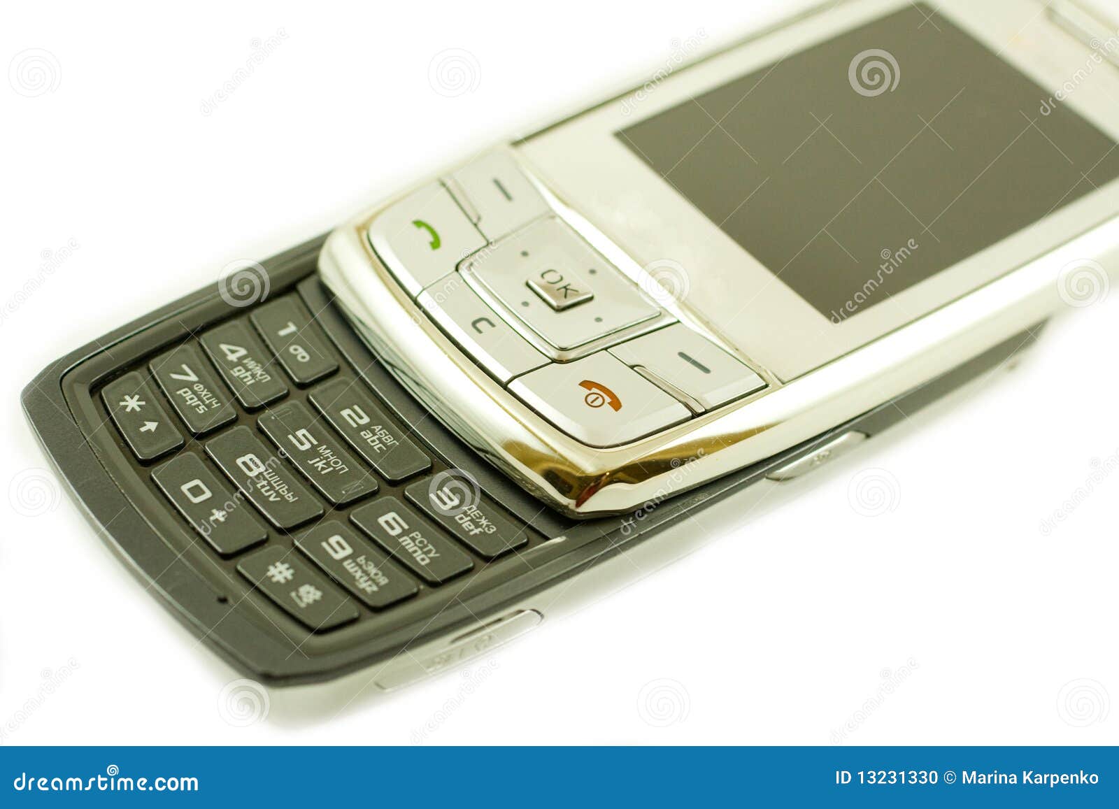 Silvery mobile phone stock photo. Image of conversation - 13231330