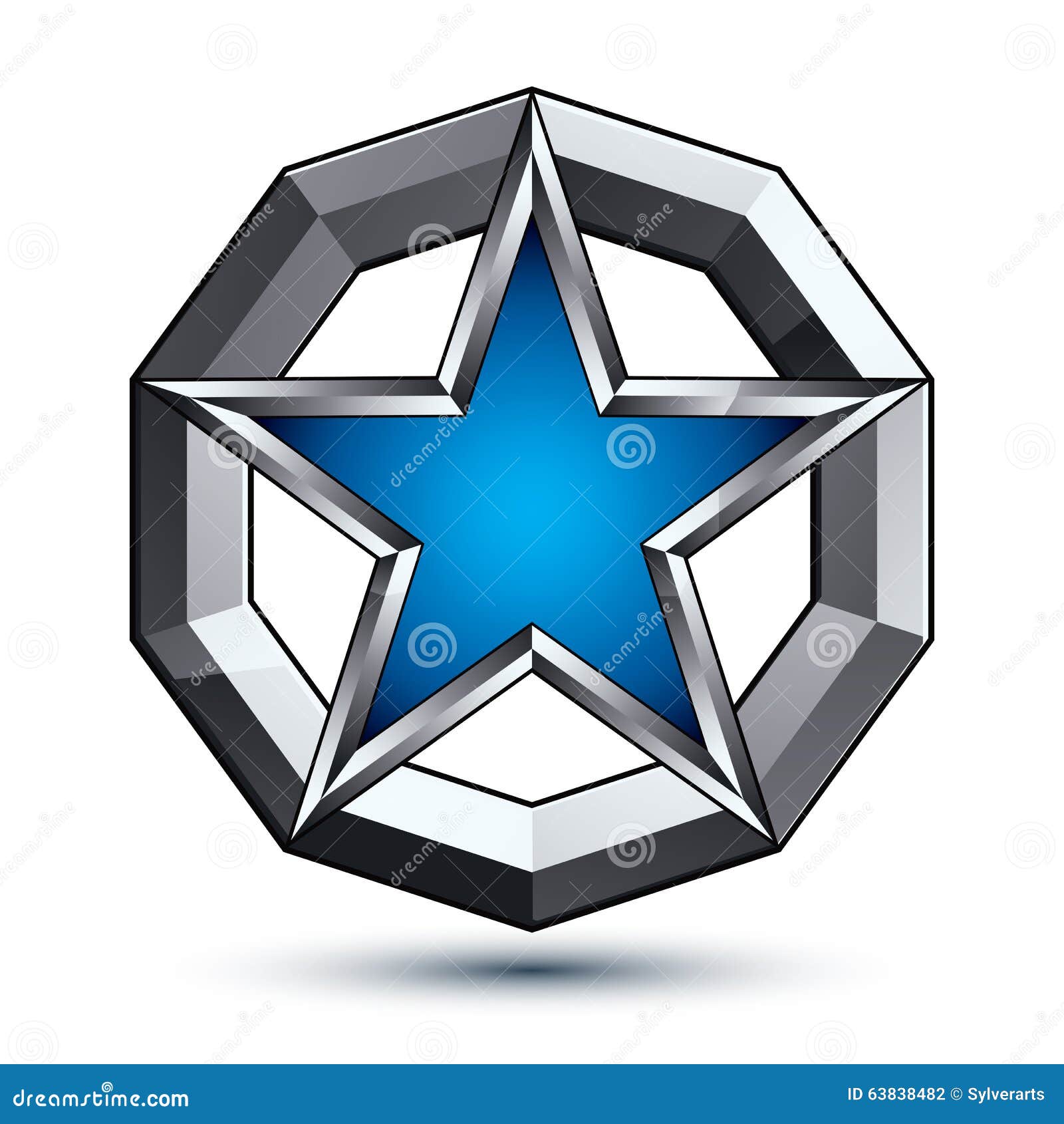 Silvery Rounded Geometric Symbol, Stylized Pentagonal Bl Stock Vector ...