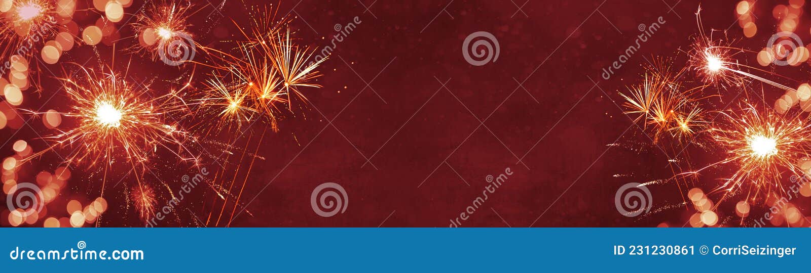 Silvester Background Panorama Banner Long - Firework on Red Texture ...