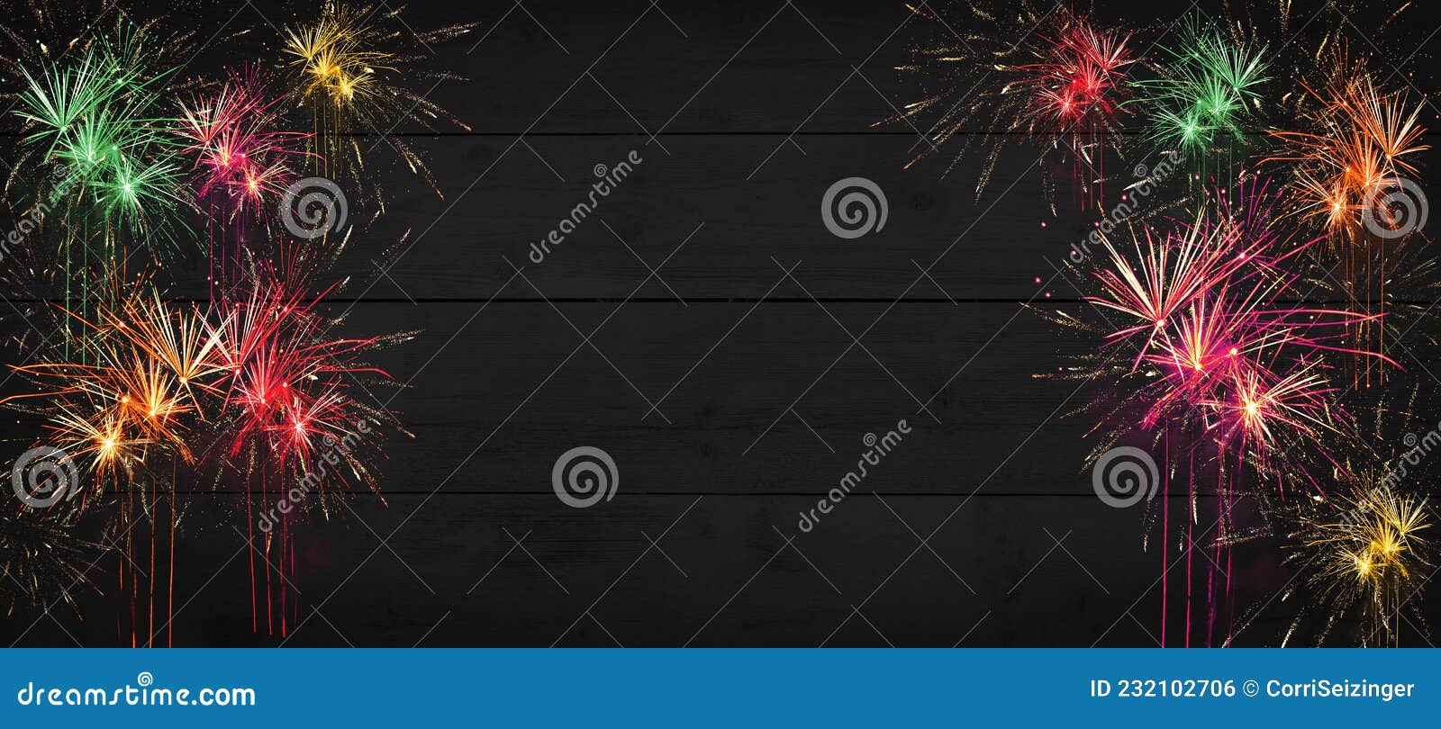 Silvester Firework Background Banner Panorama Colorful Festive