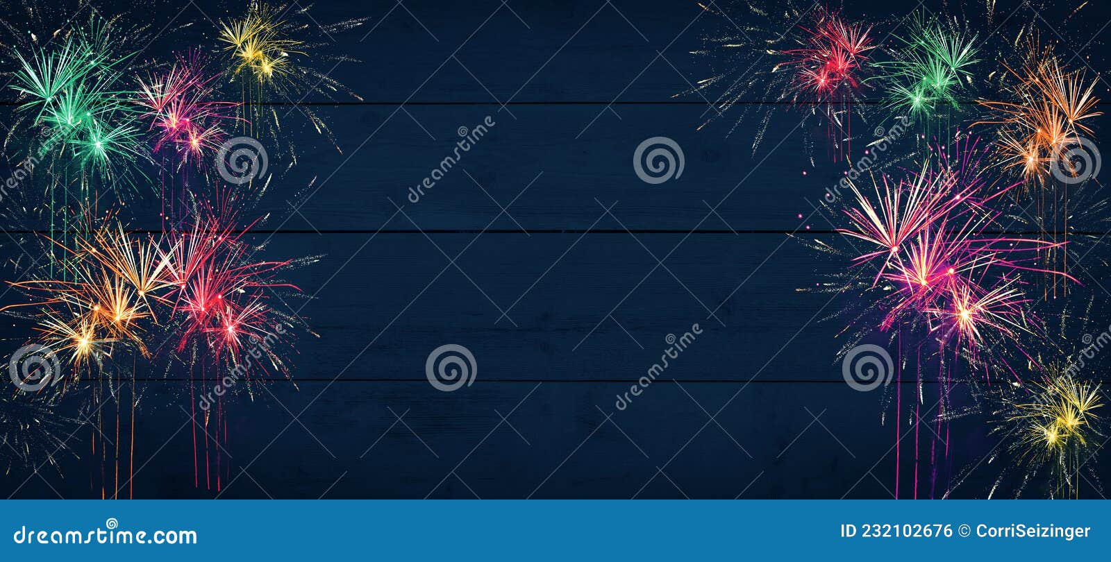 Silvester Firework Background Banner Panorama Colorful Festive