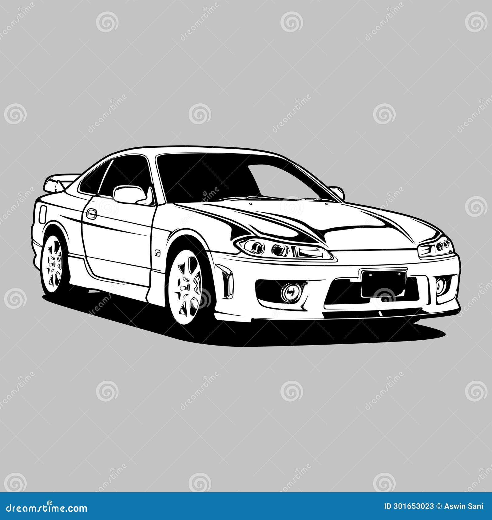 Silvia S15 Black And White Cartoon Vector | CartoonDealer.com #301653023