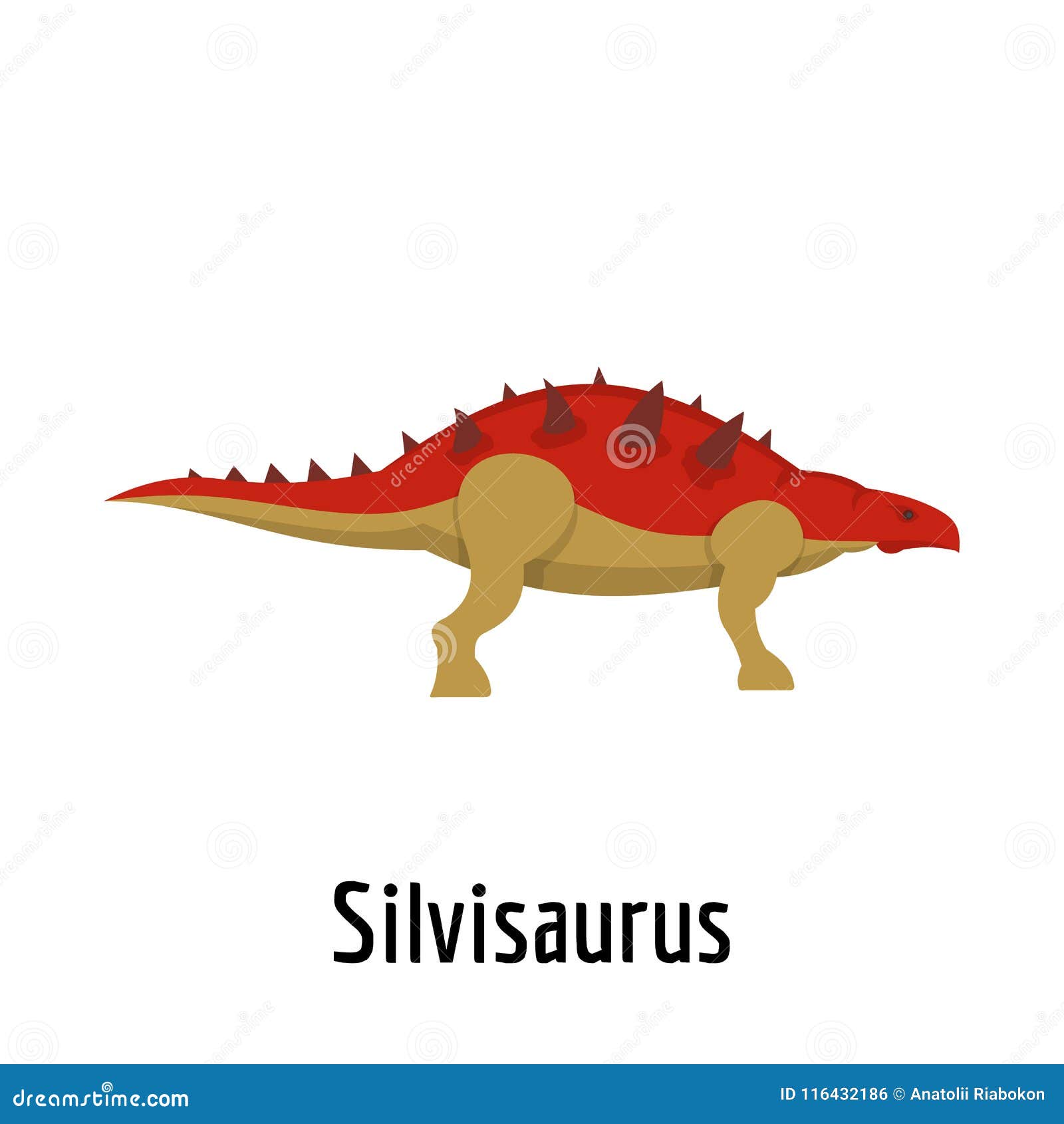 Silvisaurus Icon, Flat Style. Stock Vector - Illustration of dinosaur ...