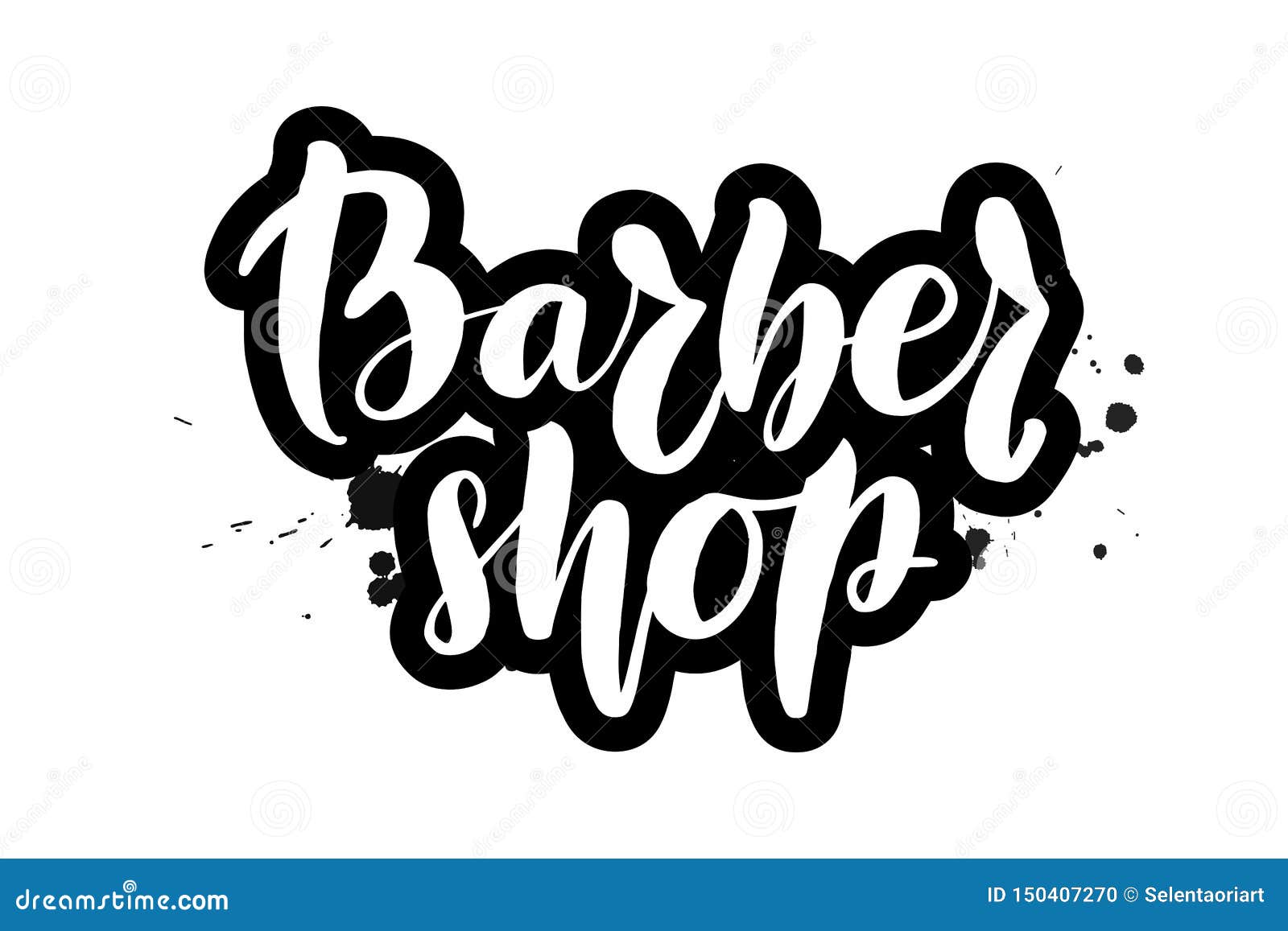 Brush Lettering Barber Shop Stock Vector - Illustration of classic ...