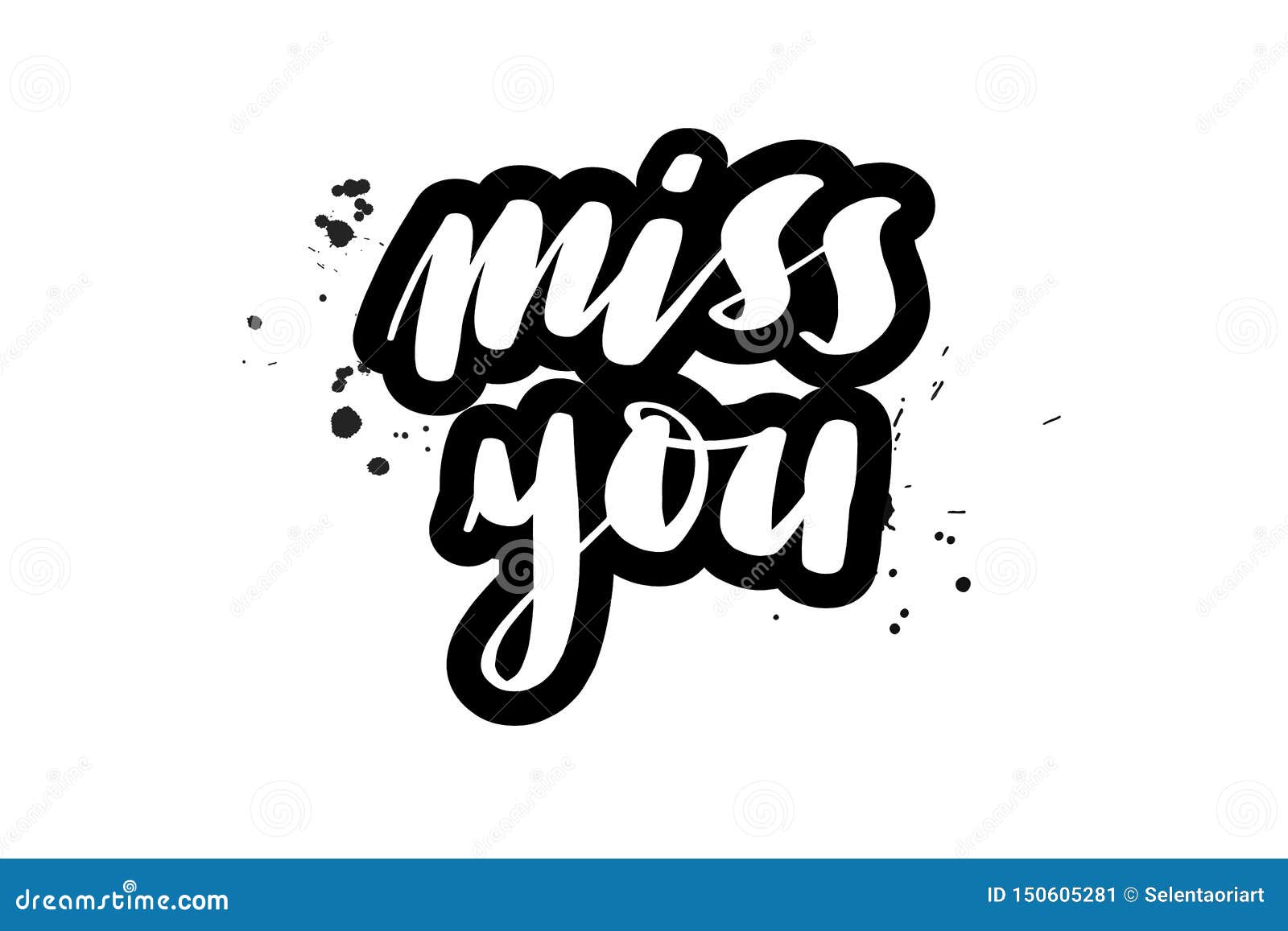 Brush lettering miss you stock vector. Illustration of lettering ...