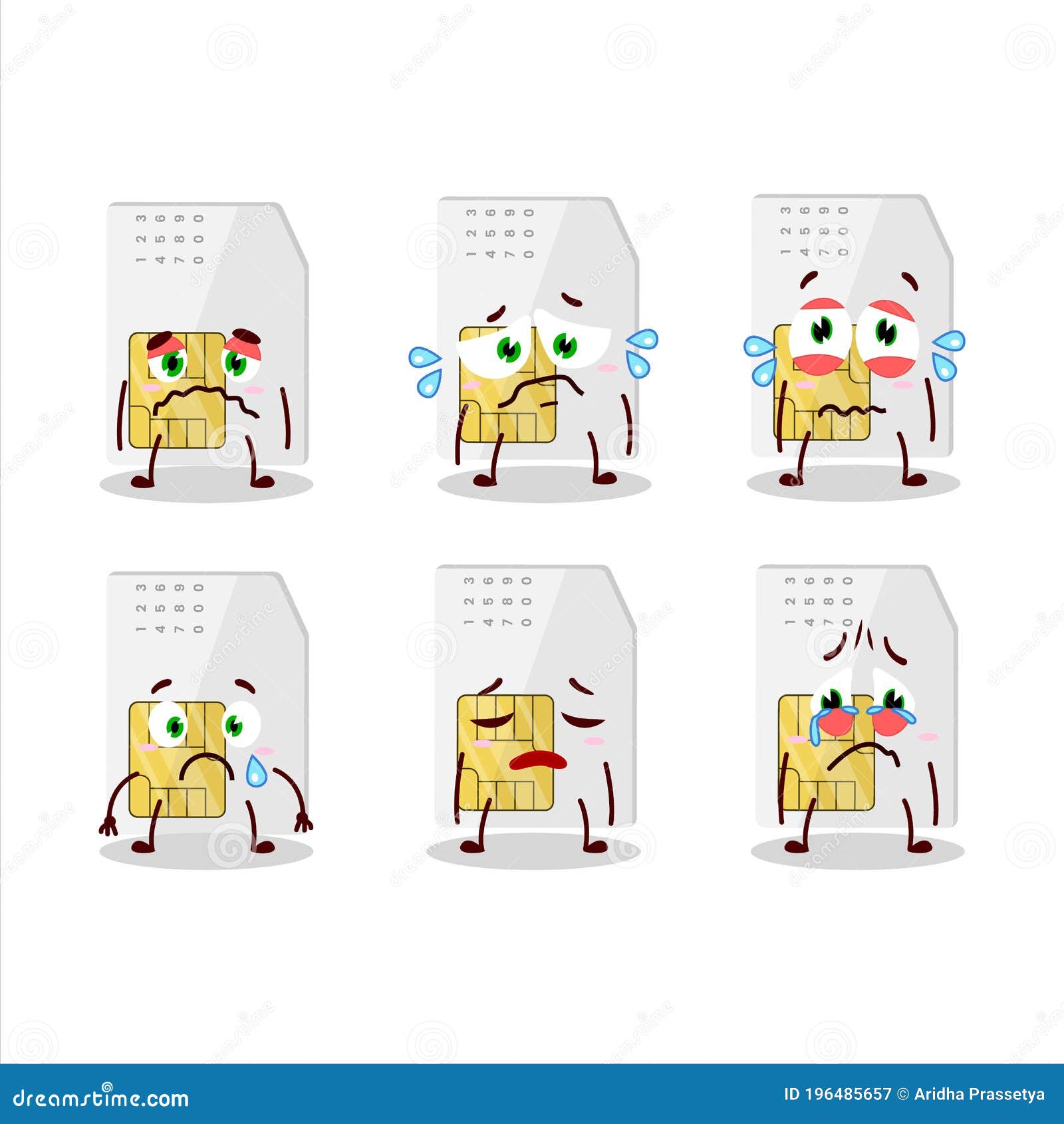 Sim Card Cartoon Character with Sad Expression Stock Vector ...