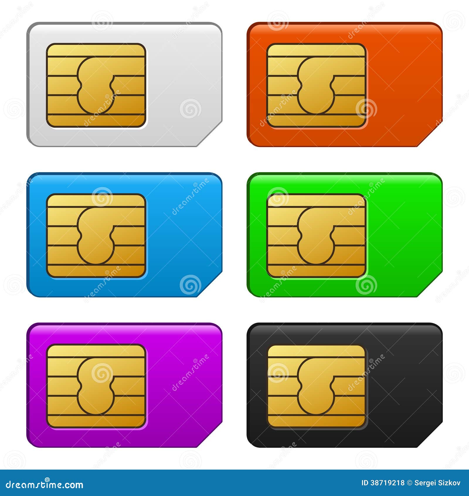 Sim Card Color Set. Ejemplo Del Vector Ilustración del Vector ...
