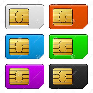 Sim Card Color Set. Vector Illustration Stock Vector - Illustration of ...