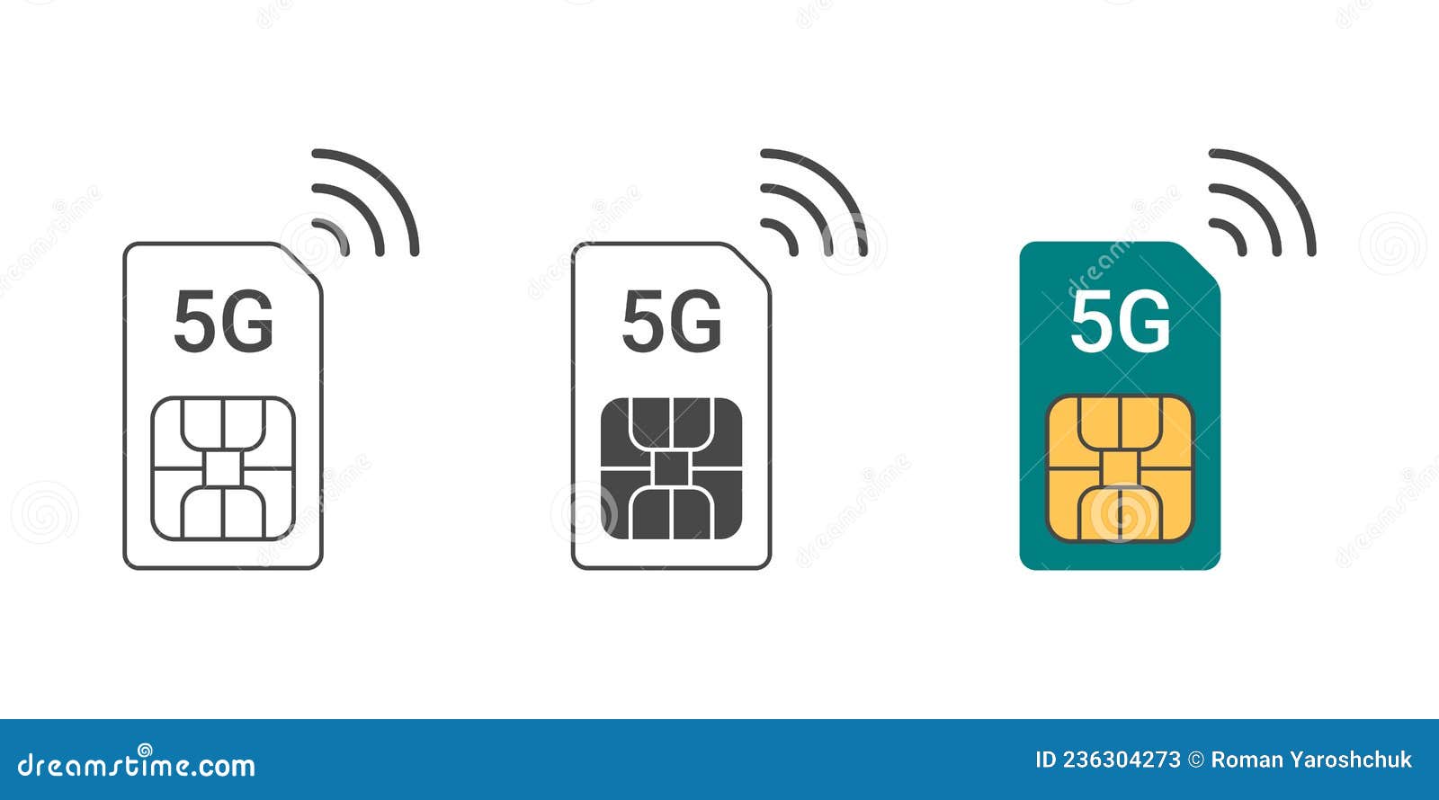 SIM Card Communication 5G. SIM Card Icons for a Mobile Phone Stock ...