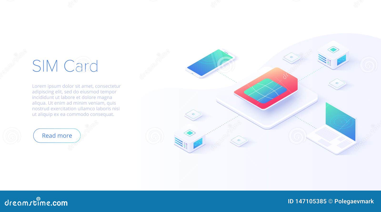 SIM Card Concept in Isometric Vector Illustration. Mobile Network with ...