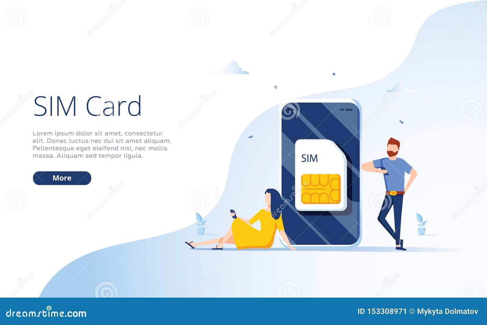 SIM Card Concept in Vector Illustration. Mobile Network with Esim ...