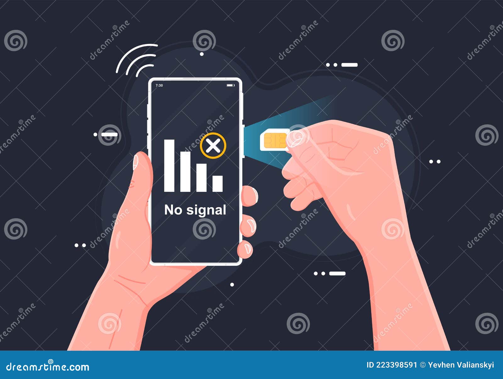 SIM Card Concept in Vector Illustration. Mobile Network with Microchip ...