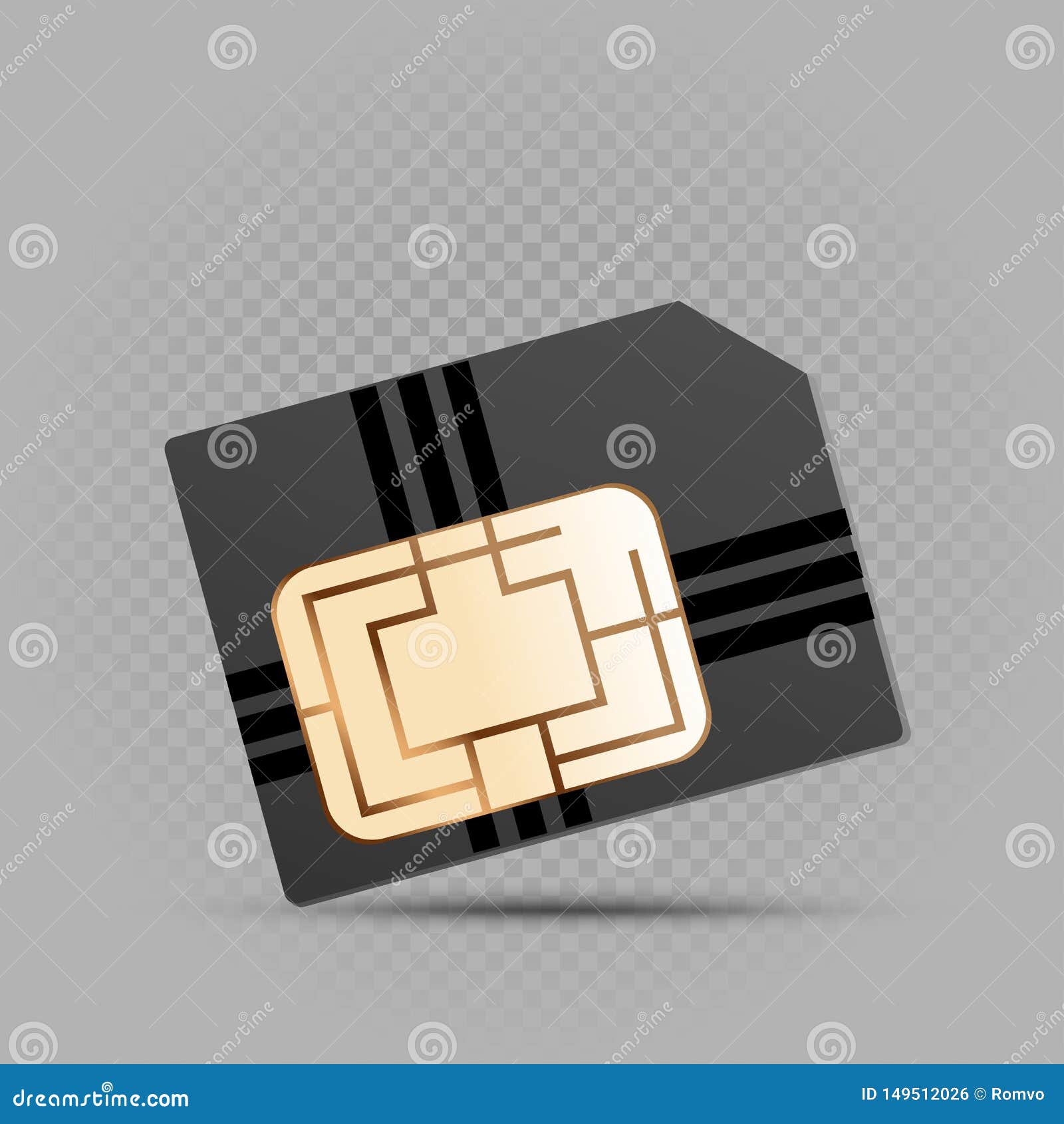 Sim Card on Gray Background Stock Vector - Illustration of byte, black ...