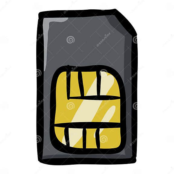 SIM Card Hand Drawn Doodle Icon Stock Vector - Illustration of ...