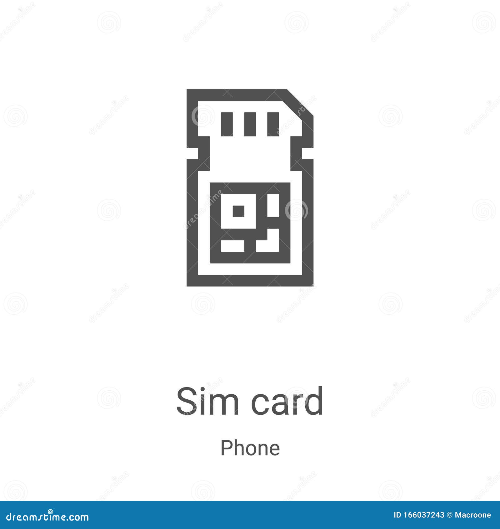 Sim Card Icon Vector from Phone Collection. Thin Line Sim Card Outline ...