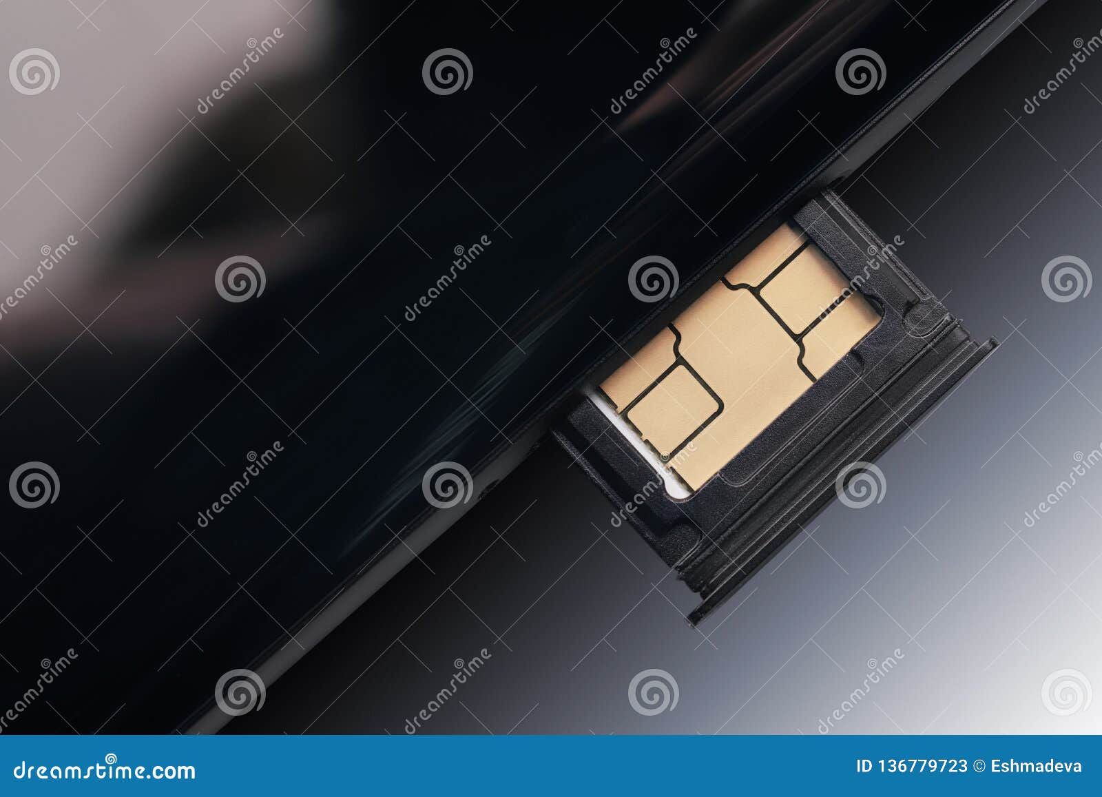 SIM Card Inserted in Smart Phone Close Up Stock Image - Image of micro ...