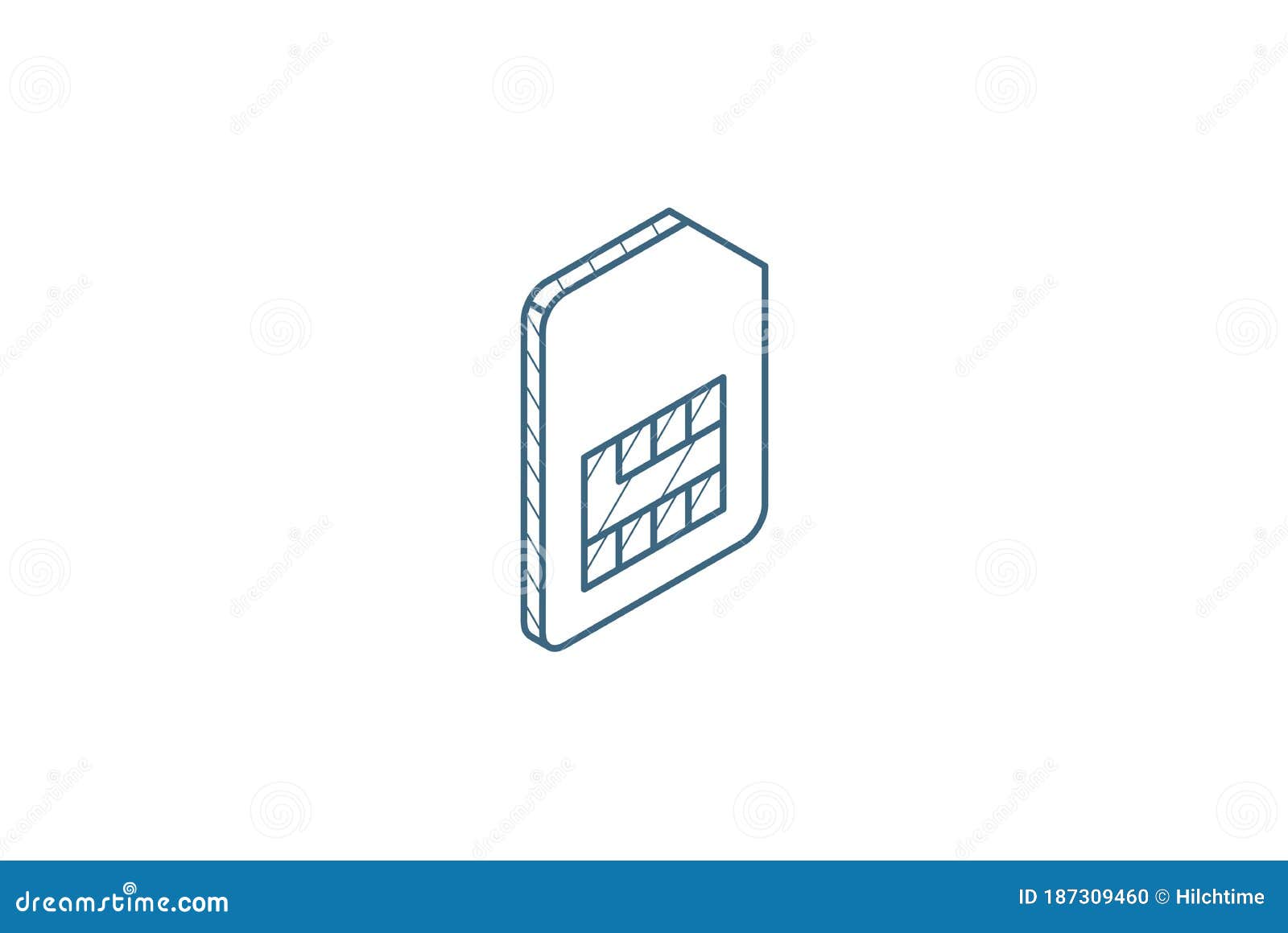 SIM Card Isometric Icon. 3d Line Art Technical Drawing. Editable Stroke ...