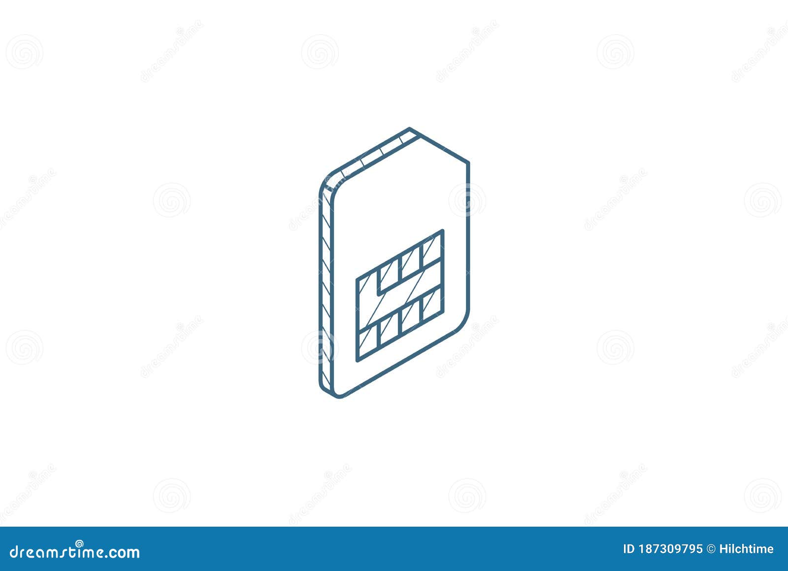 SIM Card Isometric Icon. 3d Line Art Technical Drawing. Editable Stroke ...