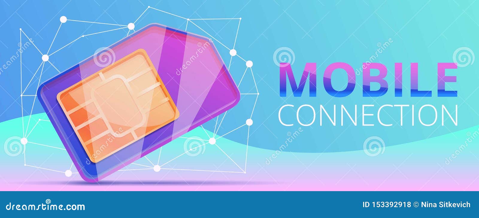 Sim Card Mobile Connection Concept Banner, Cartoon Style Stock Vector ...
