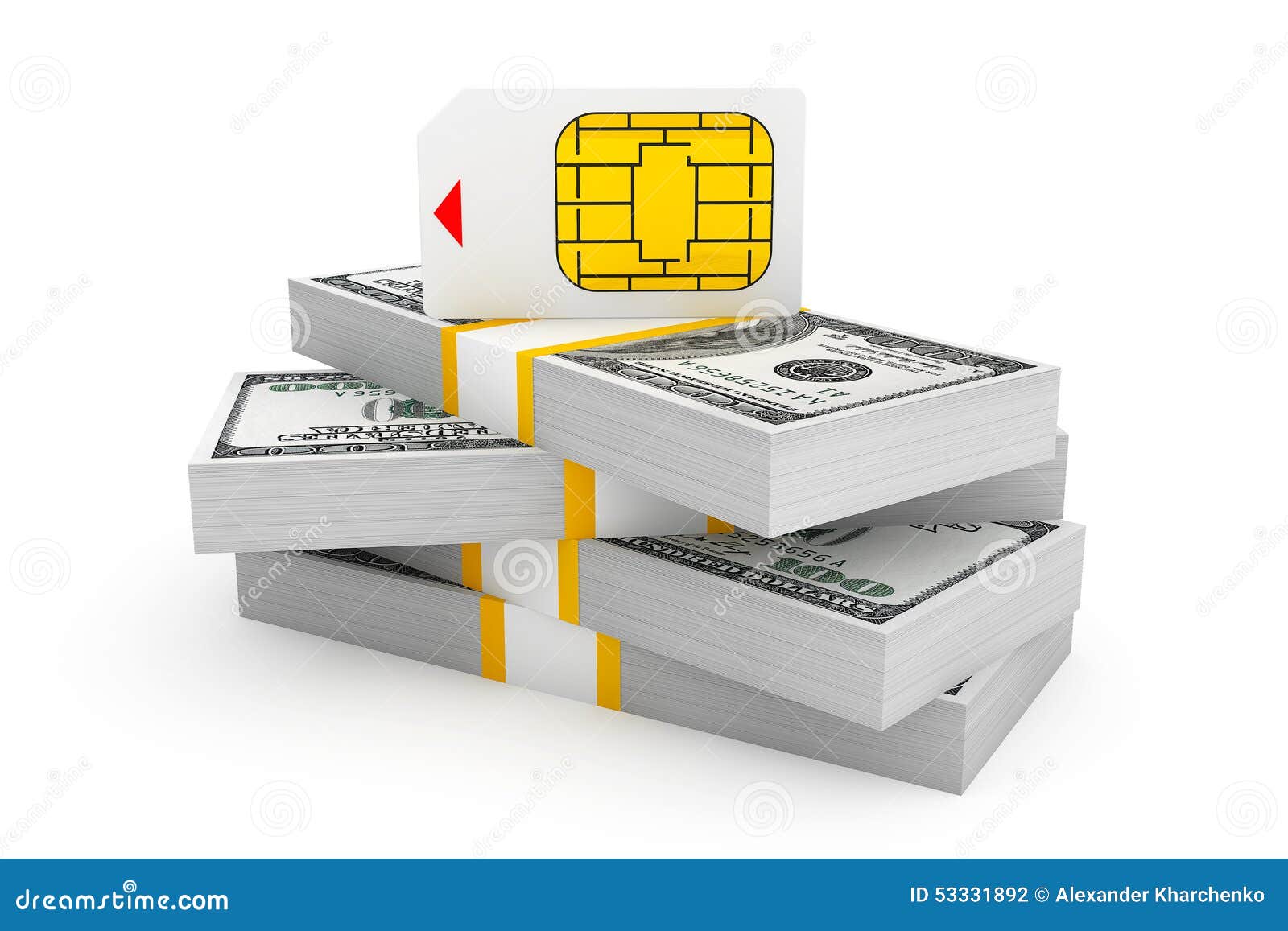 SIM Card for Mobile Phone Over Stack of Dollar Bills Stock Photo ...