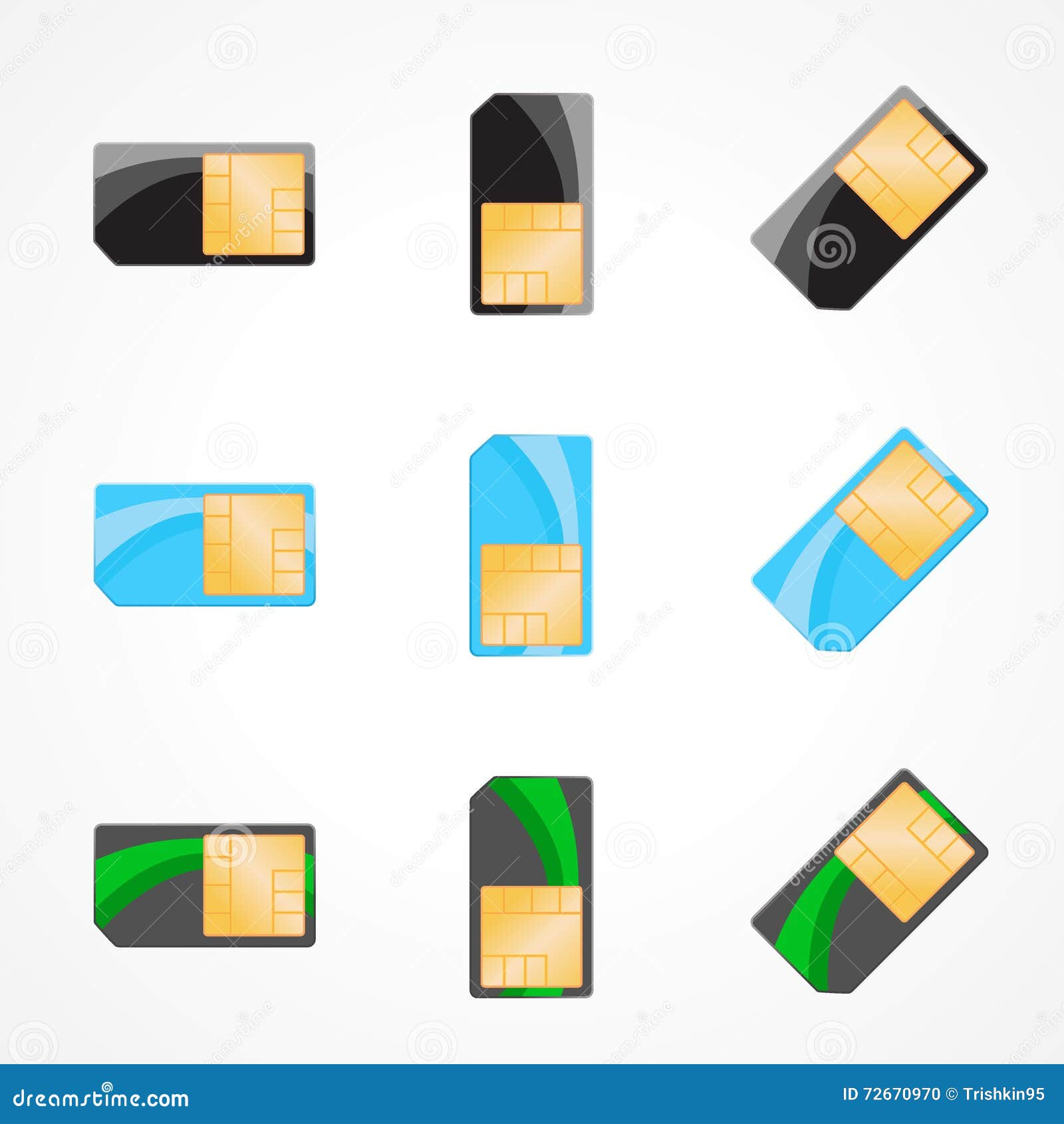 Sim Card Set. Illustration of Designer on White Background Stock Vector ...