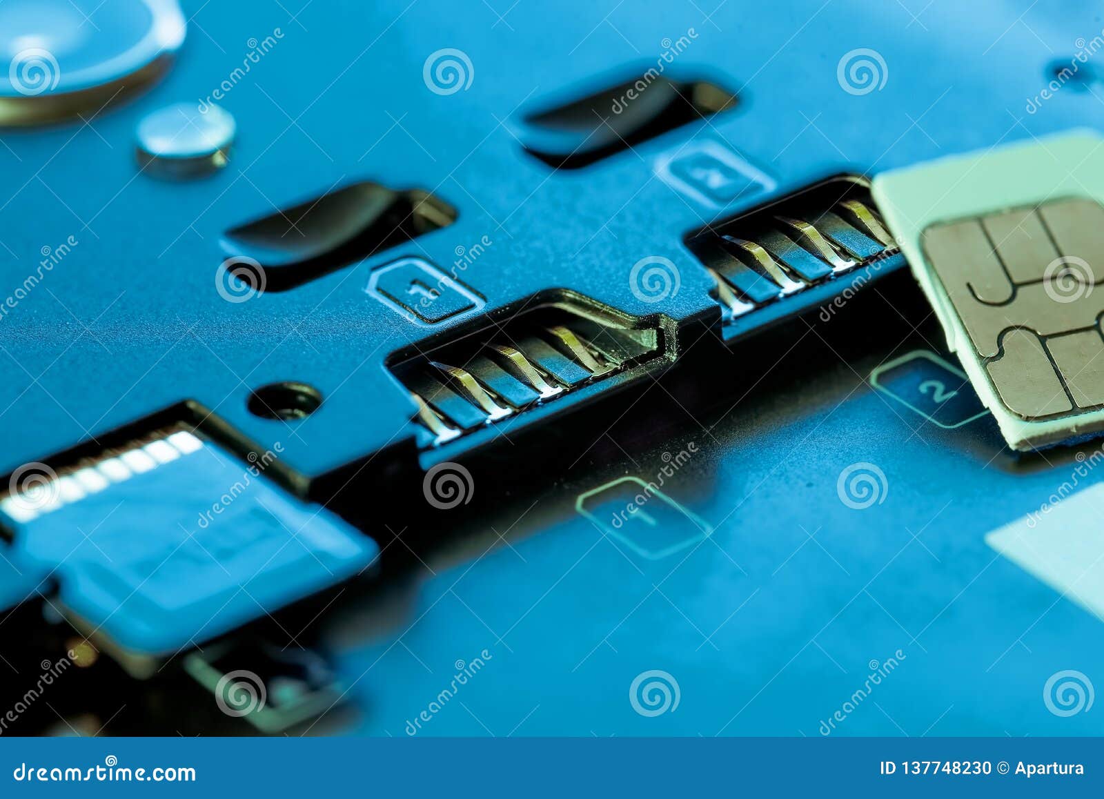 SIM Card Slot with Micro SIM Card. Concept of Exchanging New Phone ...