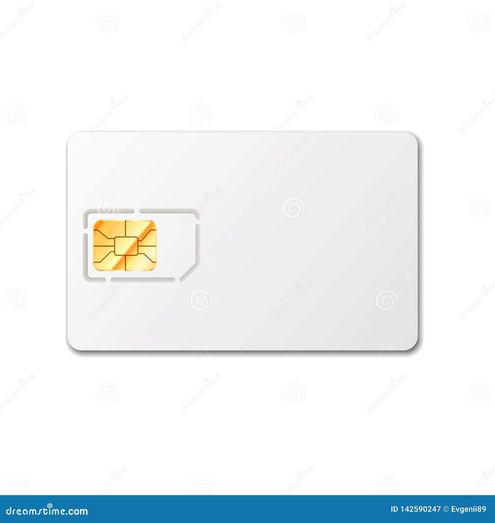 Sim Card Template for Phone with Golden Glossy Chip on White Stock ...