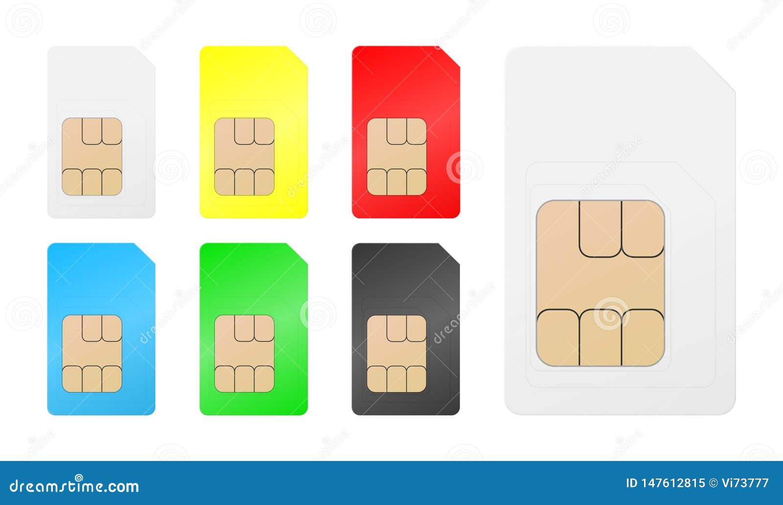 Sim Card Template Set. Realistic Vector Mockup. Stock Vector ...
