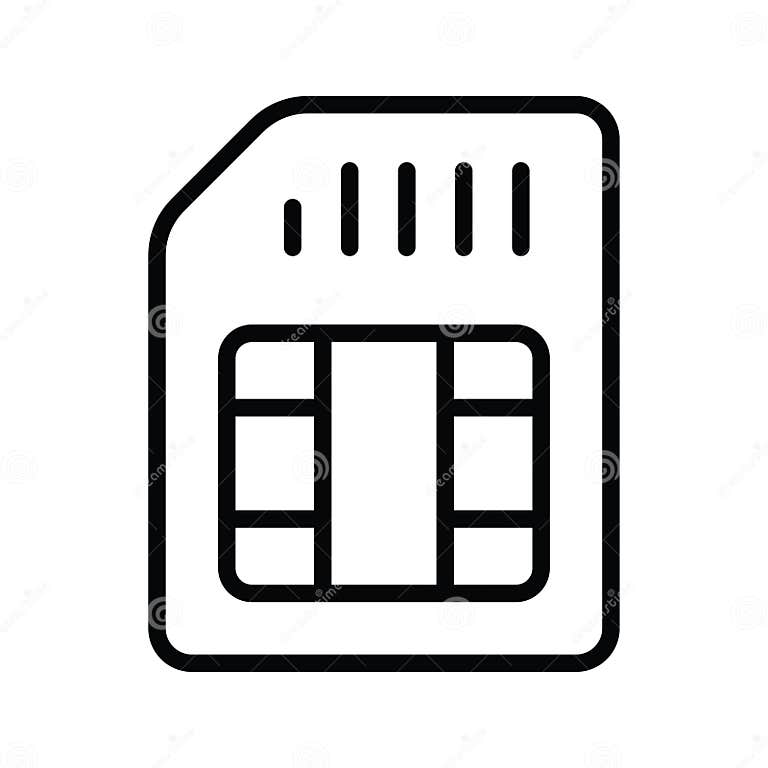Sim Card Vector Outline Icon Design Illustration. Cloud Computing ...