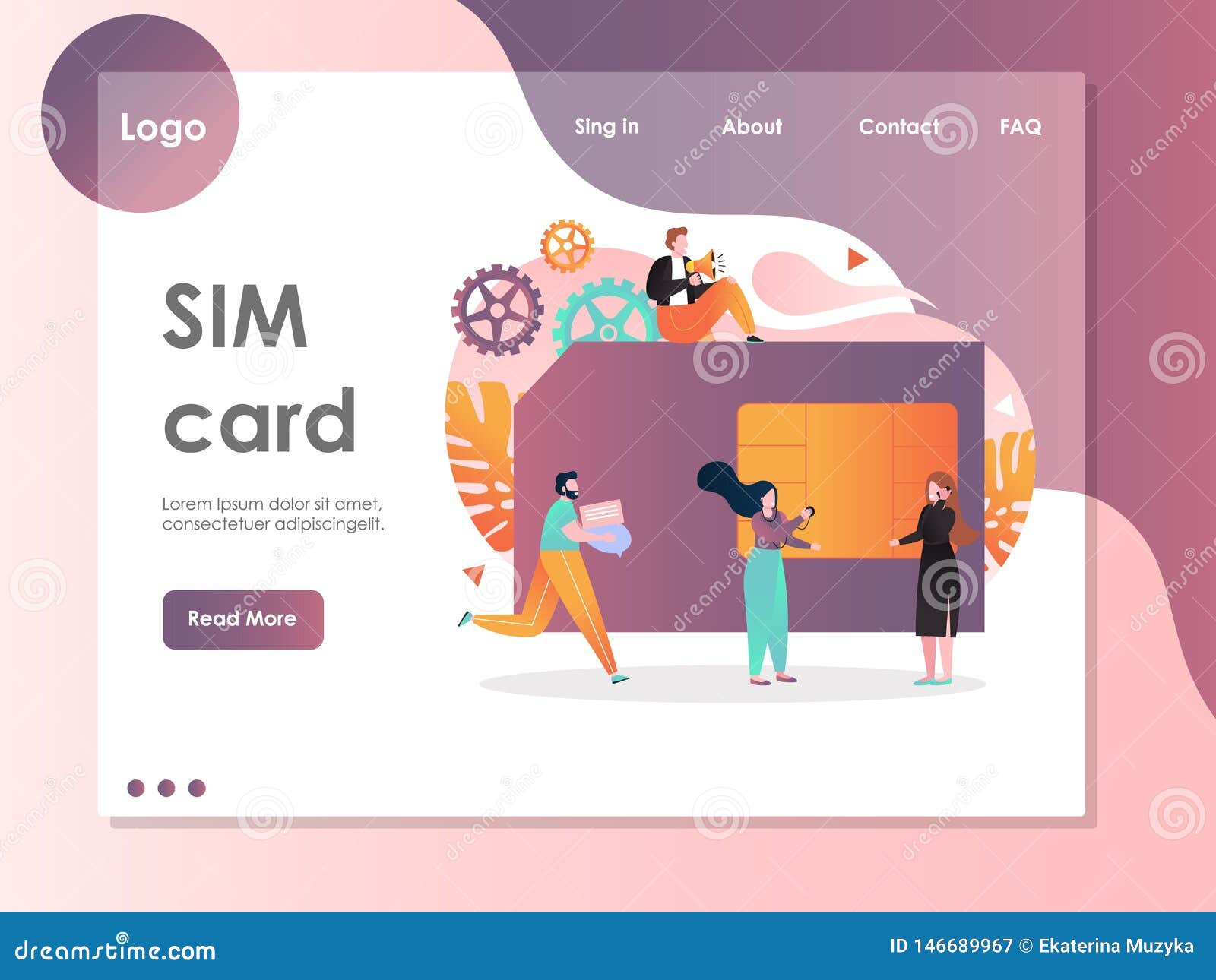 SIM Card Vector Website Landing Page Design Template Stock Vector ...