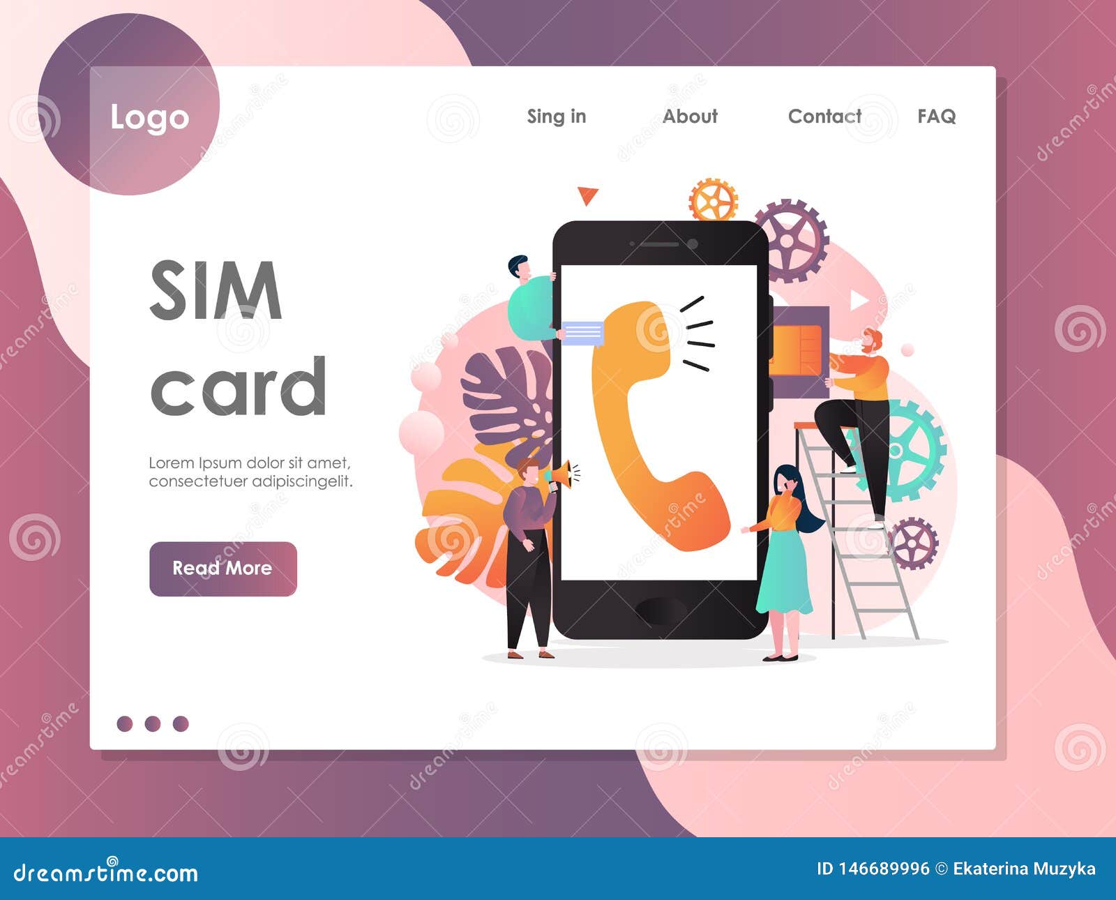 SIM Card Vector Website Landing Page Design Template Stock Vector ...