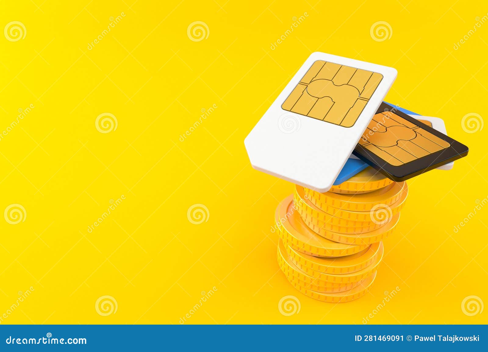 SIM Cards with Stack of Coins Stock Illustration - Illustration of ...