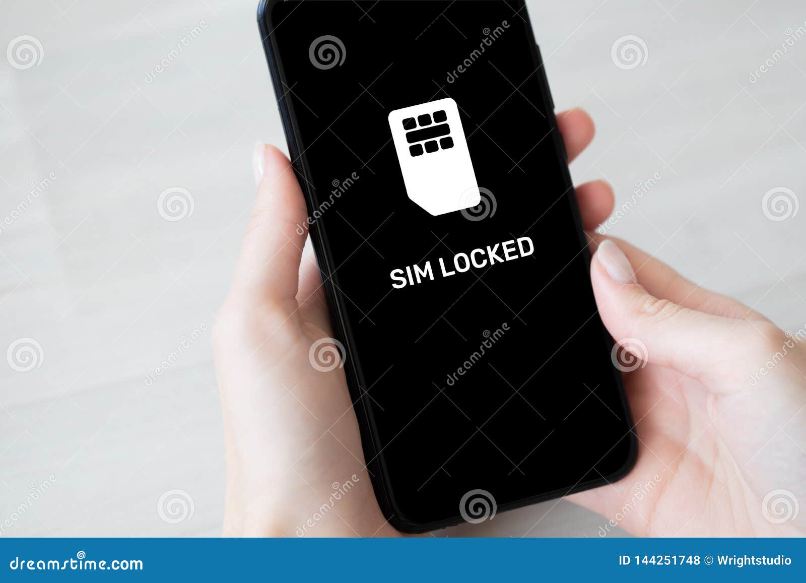 SIM Locked Message on Mobile Phone Screen. Communication Concept. Stock ...