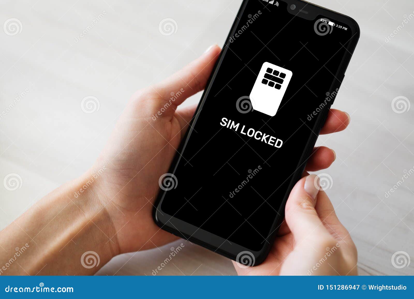 SIM Locked Message on Mobile Phone Screen. Communication Concept. Stock ...