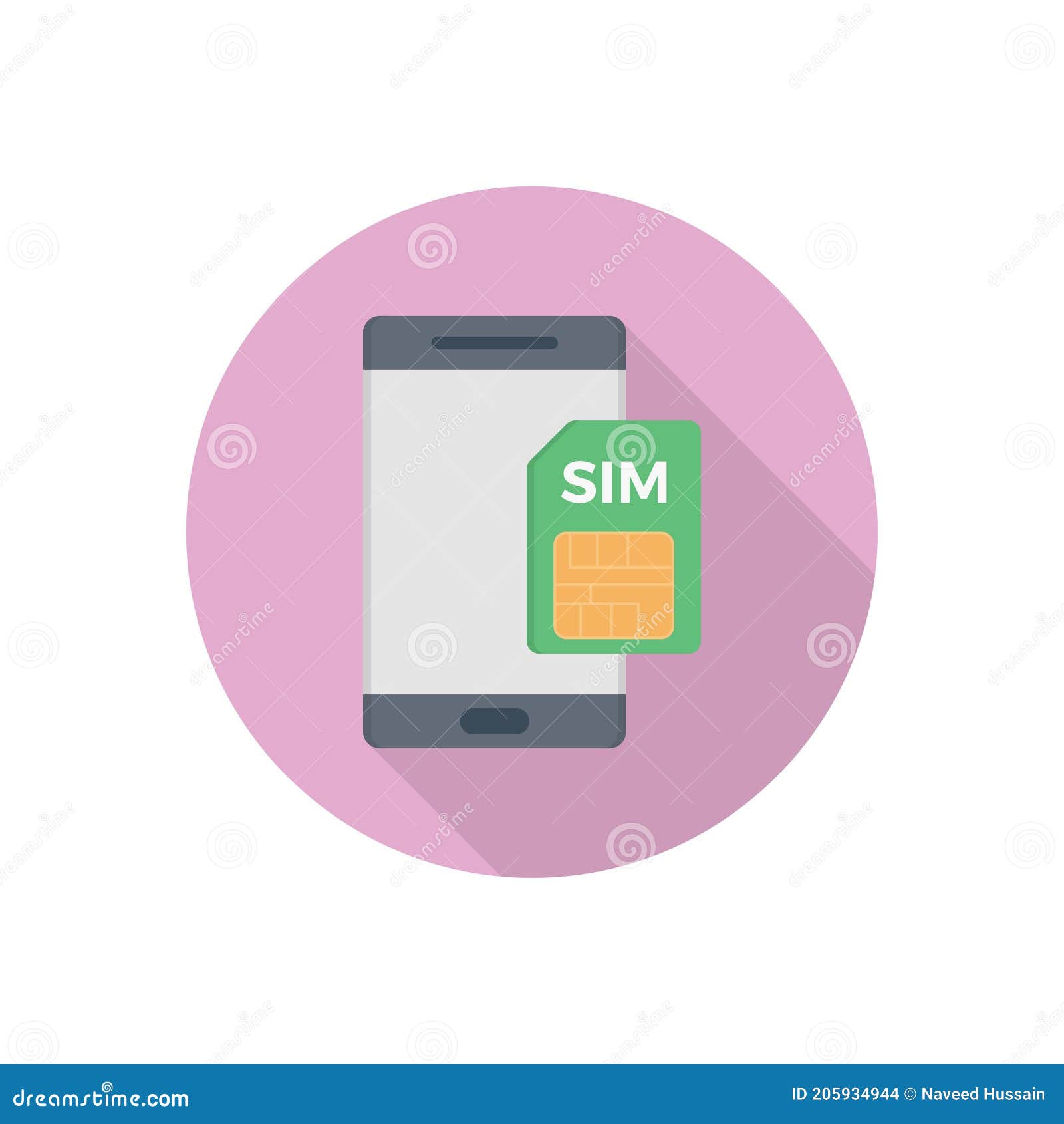 Sim Vector Flat Colour Icon Stock Vector - Illustration of micro ...