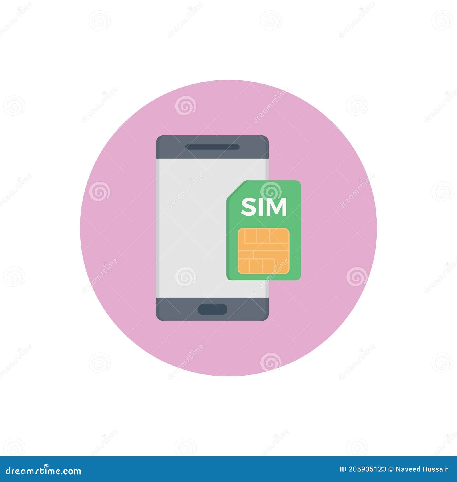 Sim Vector Flat Colour Icon Stock Vector - Illustration of phone ...