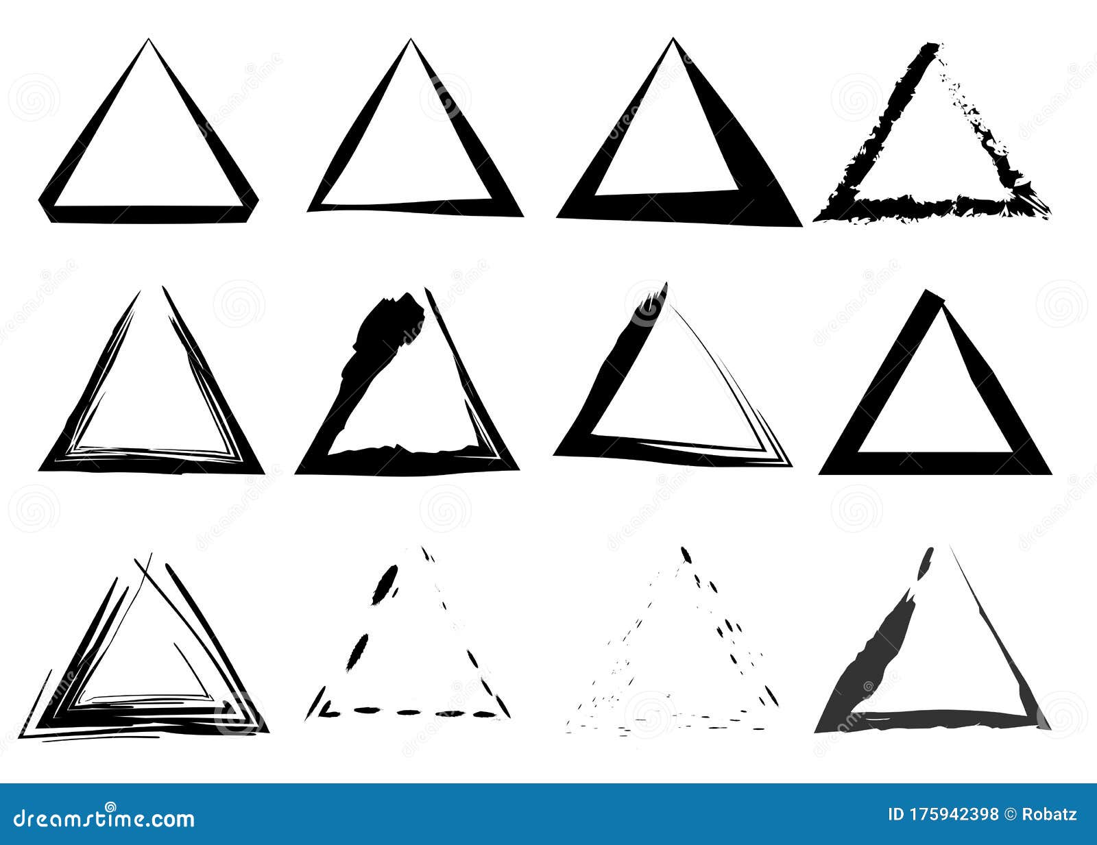 Triangular Stamps Collection. Grunge Triangles, Banners, Insignias ...
