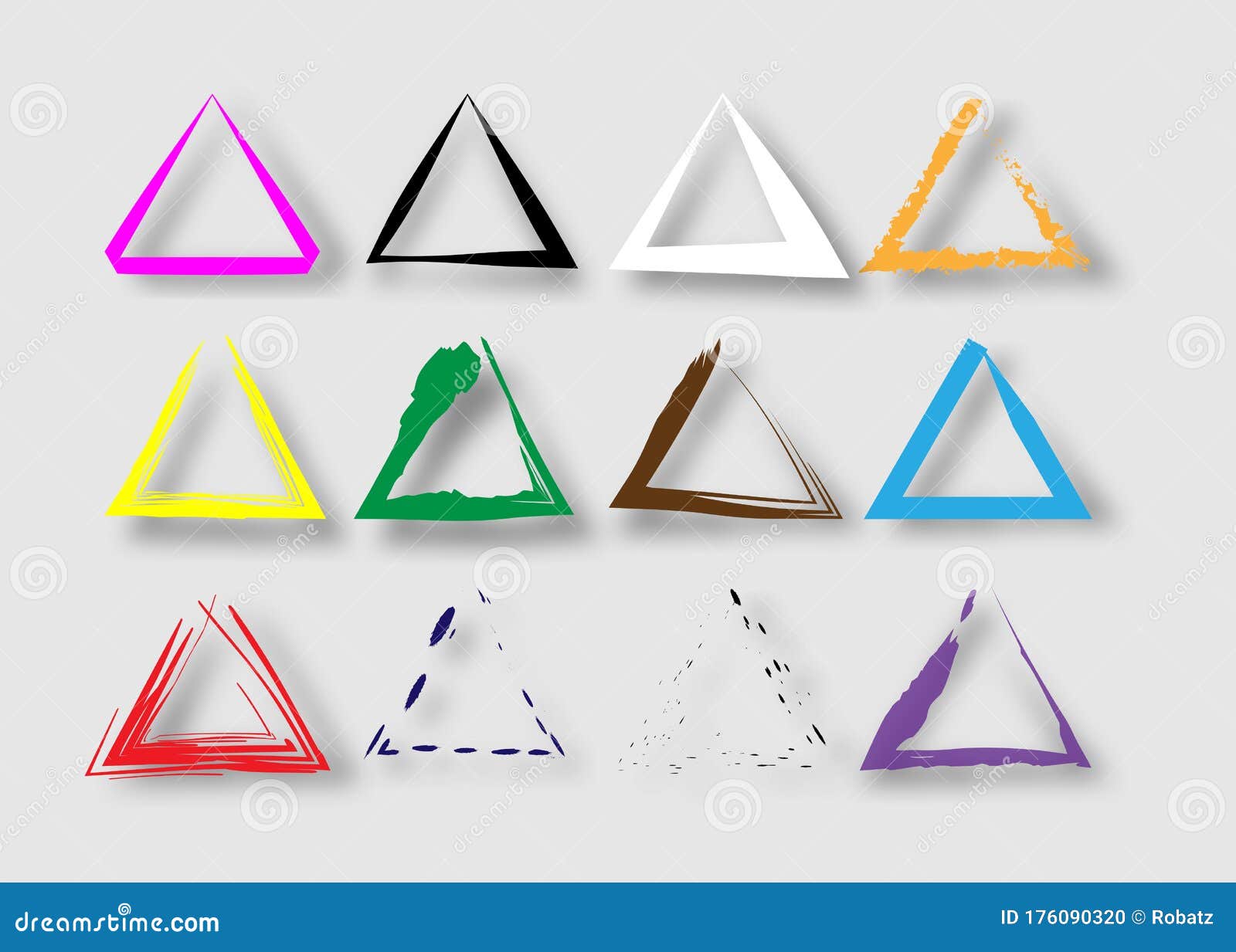Triangular Stamps Collection. Grunge Triangles, Banners, Insignias ...