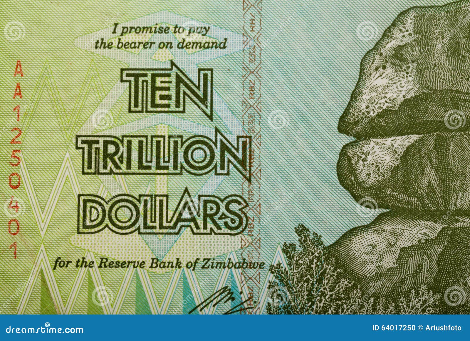 Simbabwe Zwanzig Milliarde Dollar Banknote Stockfoto - Bild von ...