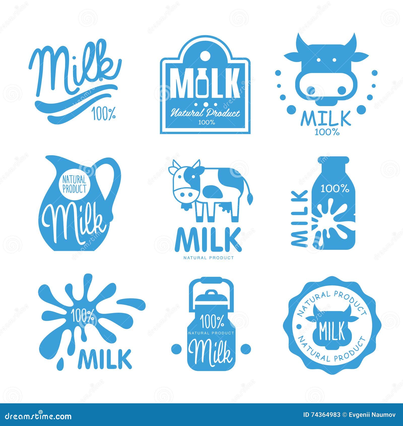 Simboli Blu E Bianchi Del Latte Illustrazione di Stock - Illustrazione ...