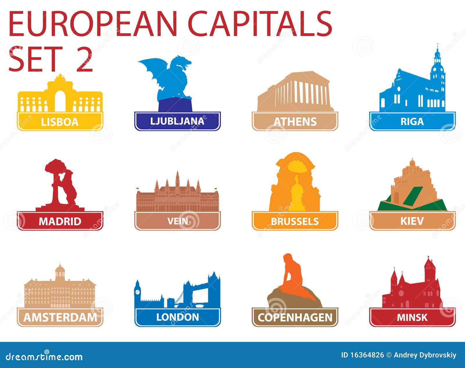 Simboli capitali europei illustrazione vettoriale. Illustrazione di ...