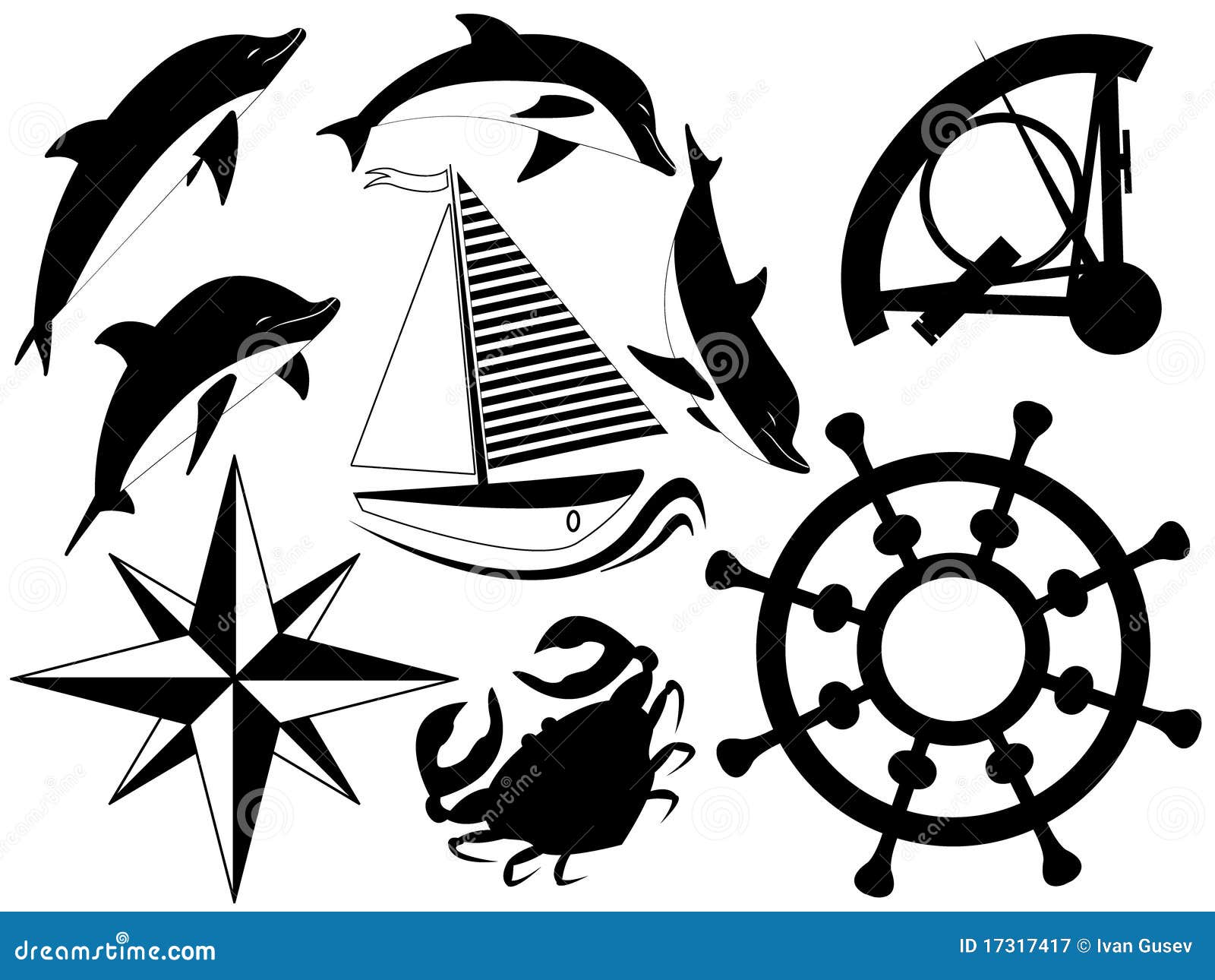 Simboli del mare illustrazione vettoriale. Illustrazione di yacht ...